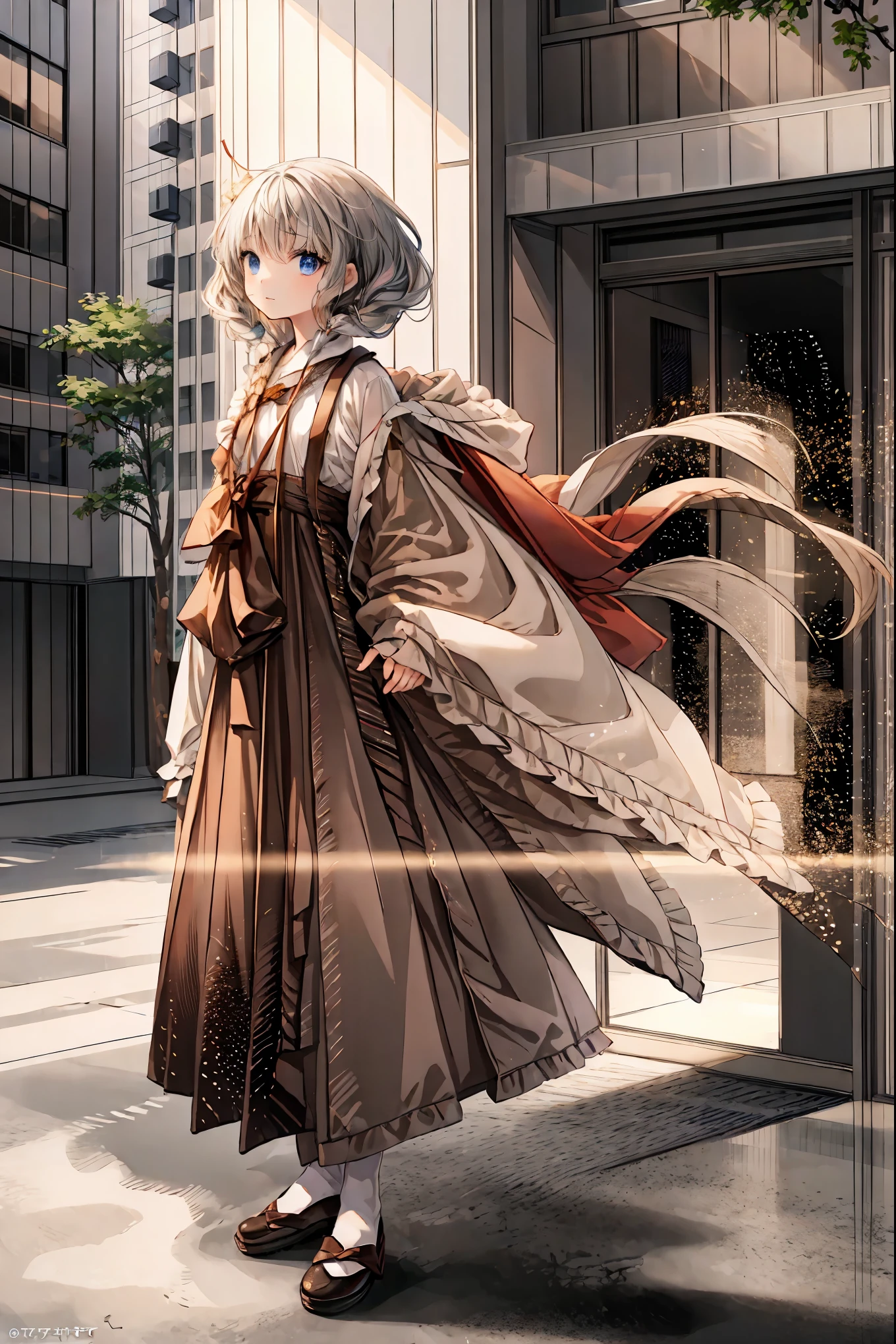 Anime character in a long dress standing in front of a building - SeaArt AI
