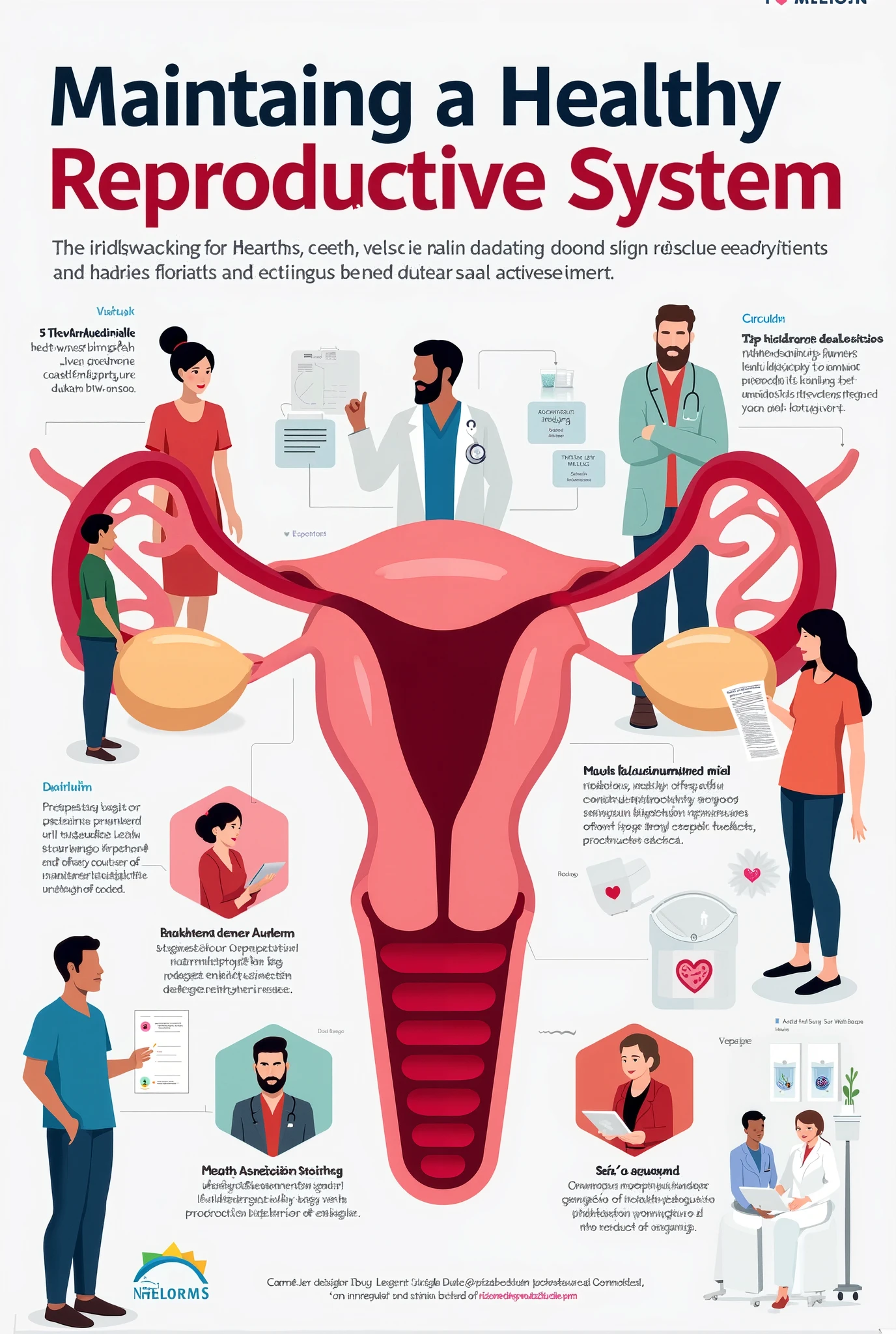 A poster with a diagram of the main components of a healthy reproductive system - SeaArt AI