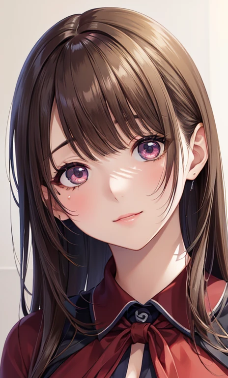 anegasaki nene、 shiny maroon hair, ( brown pretty eyes 、 sparkling eyes ...