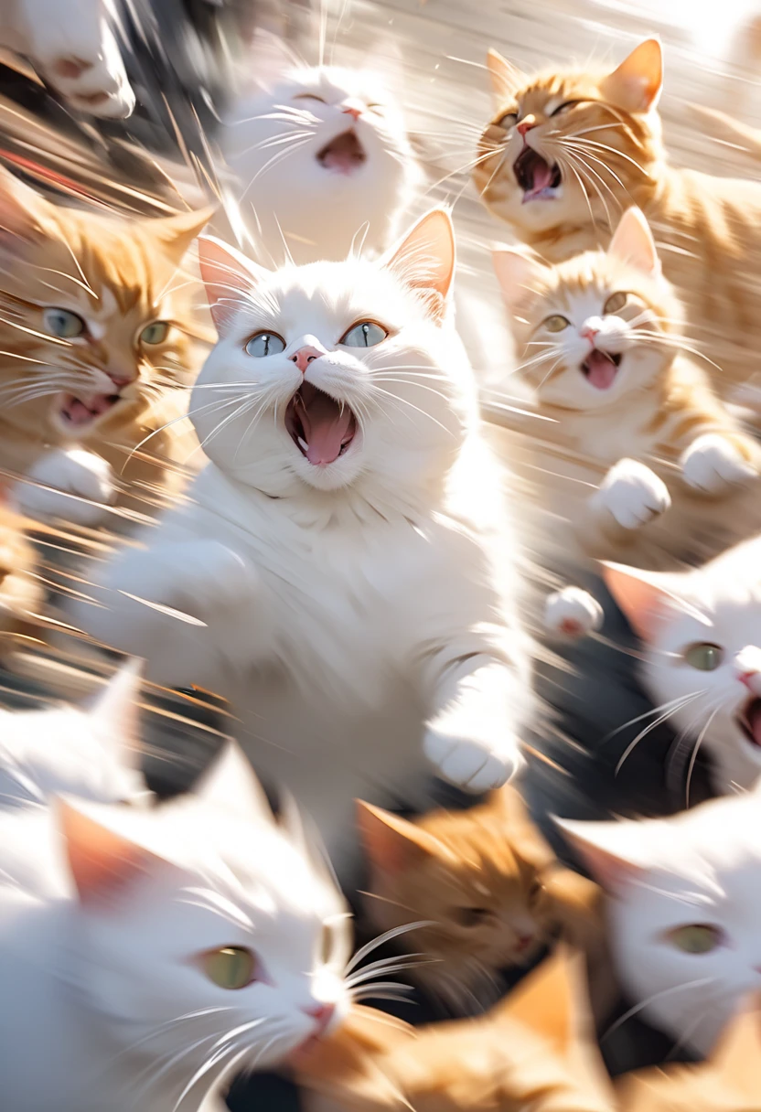 White cat , Lots of cat punches by one cat（ double exposure:1 - SeaArt AI
