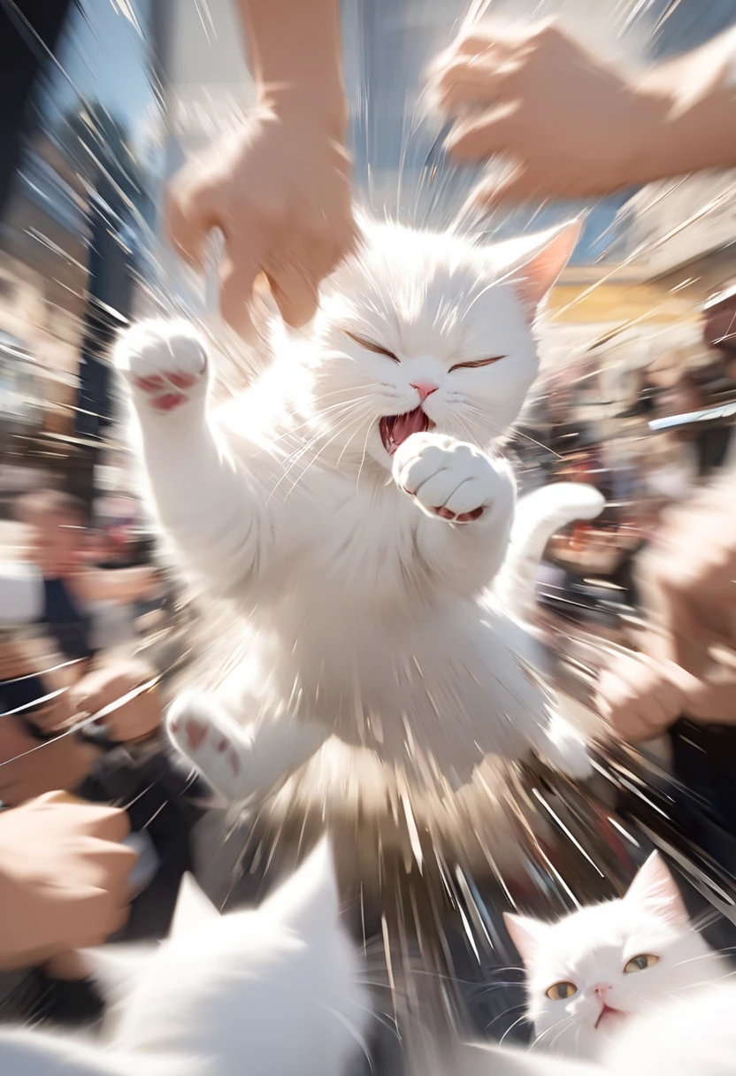 White cat , Lots of cat punches by one cat（ double exposure:1 - SeaArt AI