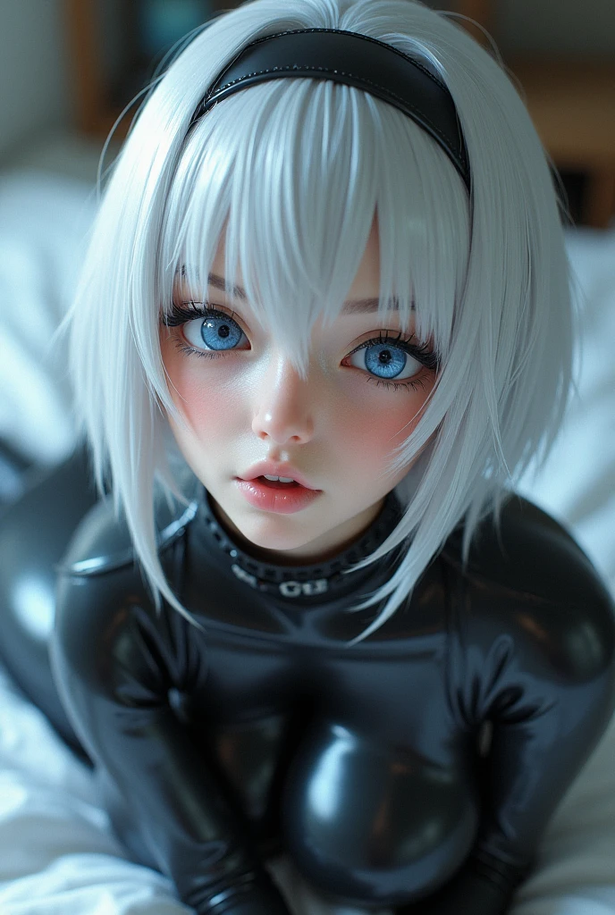 Face of 2b by Nier Automata, spectacular blue eyes , blush, Open Mouth ...