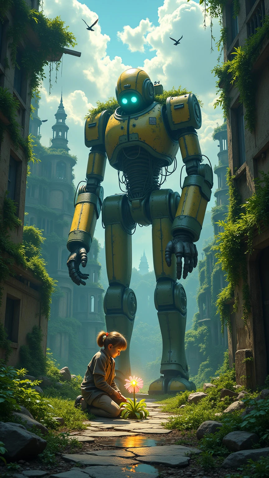 A breathtaking and emotional scene set in a decaying, floating city ...