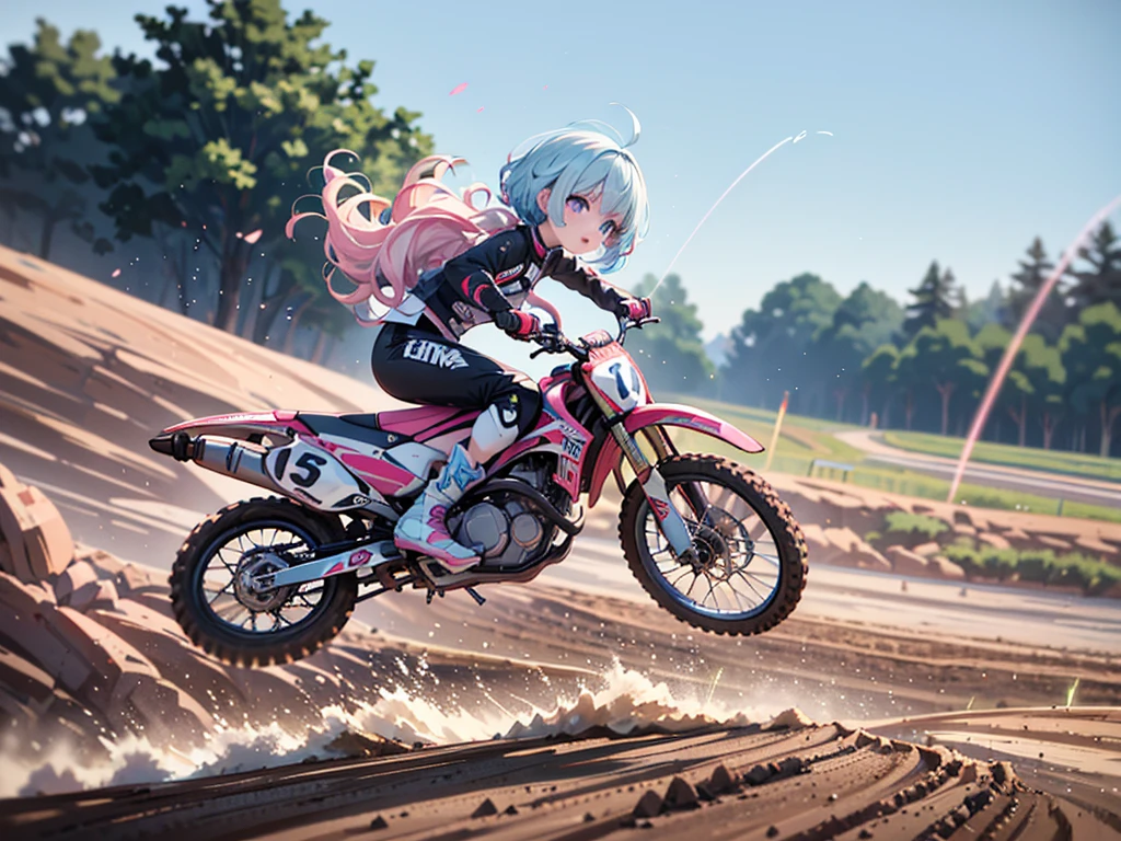 ((masterpiece, best quality)), cute 1 girl motocross rider, with hair ...