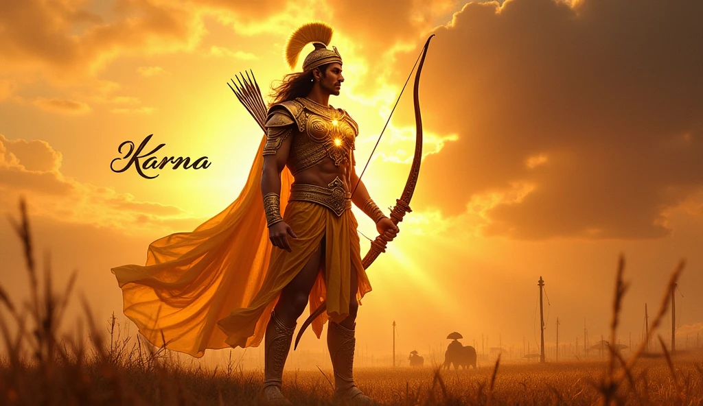A majestic and heroic depiction of Karna from the Mahabharata - SeaArt AI