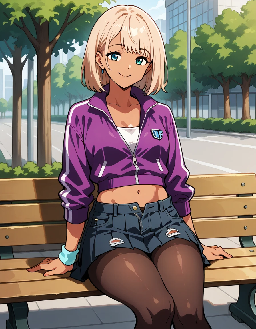 , purple jacket , partially unzipped, long sleeve , sleeves that go ...