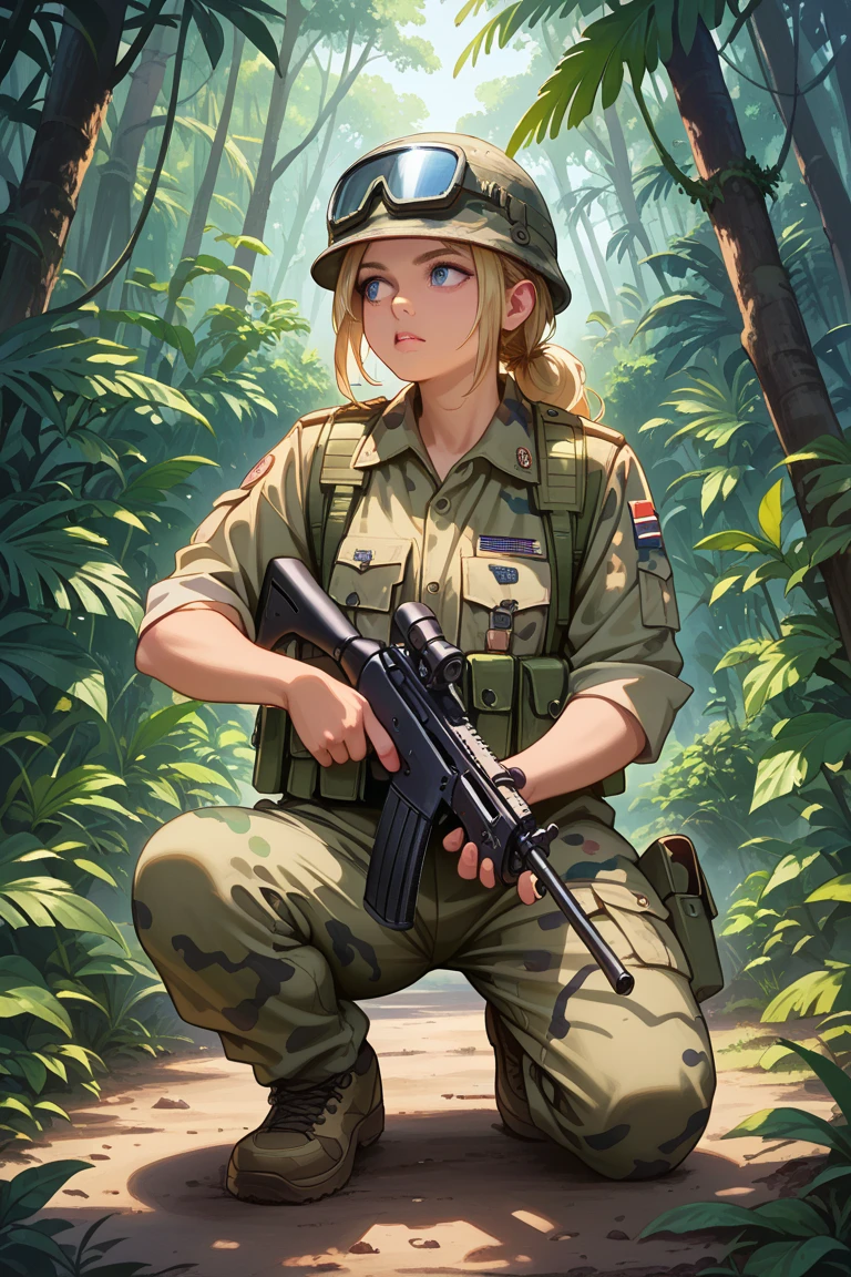 Masterpiece, best quality, detailed, 1girl, early teen, female army officer - SeaArt AI