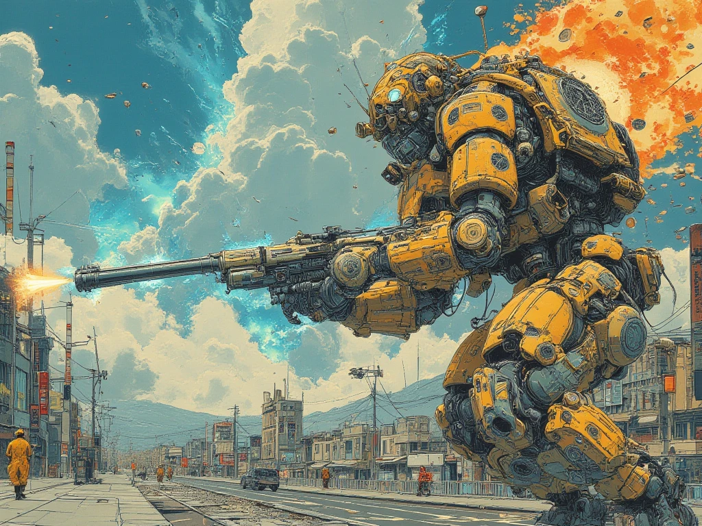 cyberpunk art inspired by Katsuhiro Otomo,Picture of a giant robot ...
