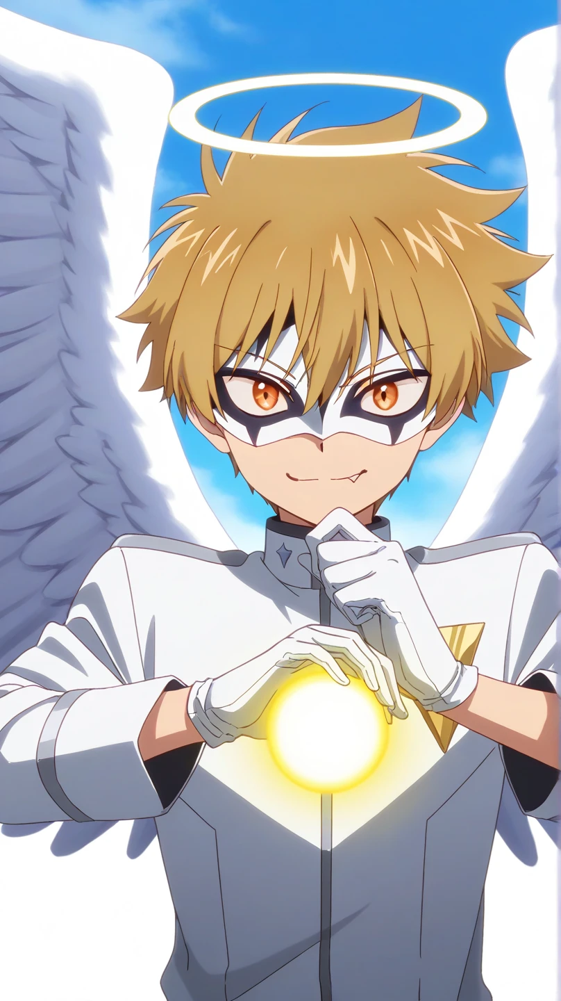 Pure white Domino masked men anime, solo, male focus,white angel ...