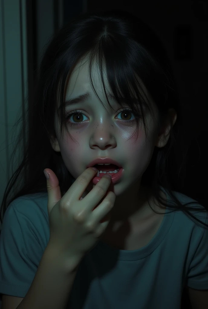 A girl that is whispering and crying like in a horror movie way - SeaArt AI