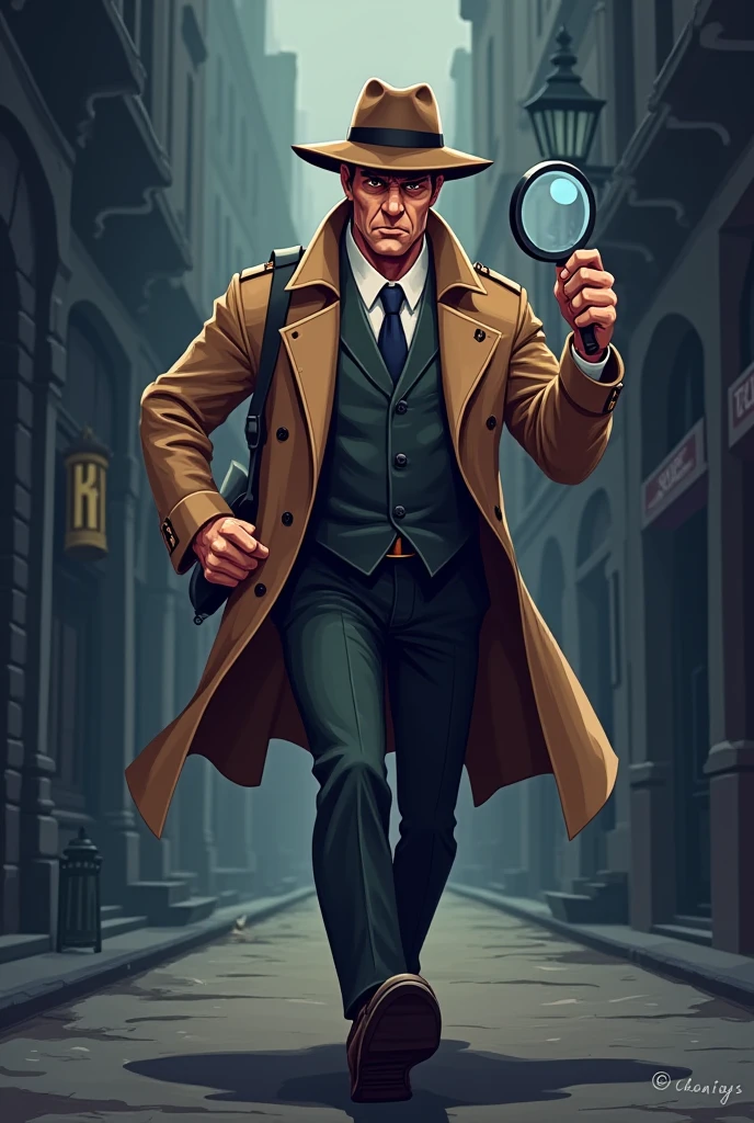 On a Sprite sheet create a detective with the run animation - SeaArt AI
