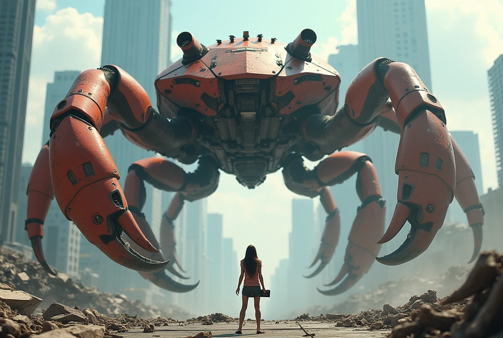 giant crab robot with 10 cannons and guns, giant robot is coming from ...