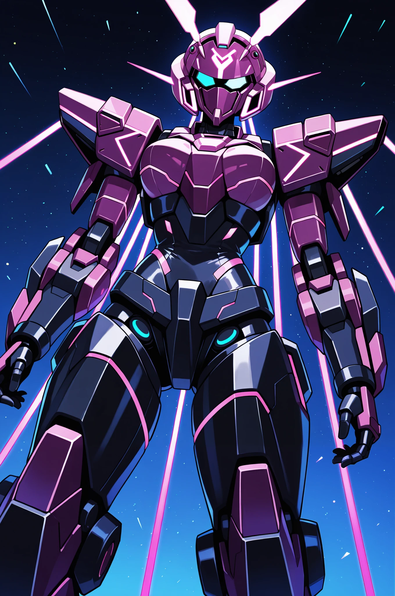 Cyber-punk style, bright neon mecha, bioluminescent, intricate details ...