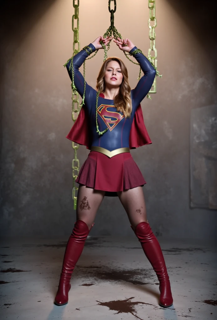 Melissa Benoist As Supergirl The Supergirl Is Kneeling And Her Hands