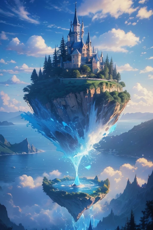 ( Magical Cute Null Blue Stream Overlay Scene), ( Floating island ...