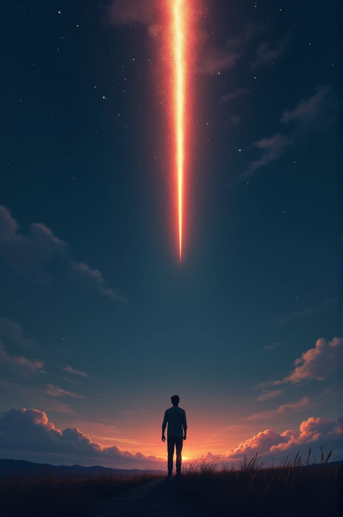 Have someone standing looking at a meteor - SeaArt AI