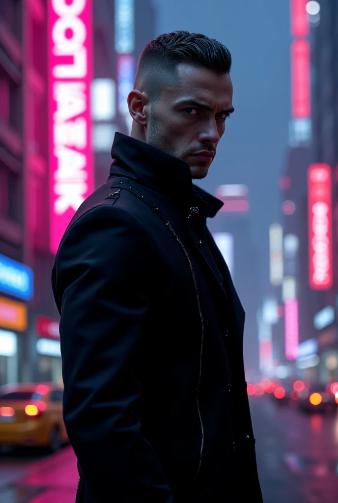 Attractive white-skinned man, Dressed in black, Hitman, indirectly ...