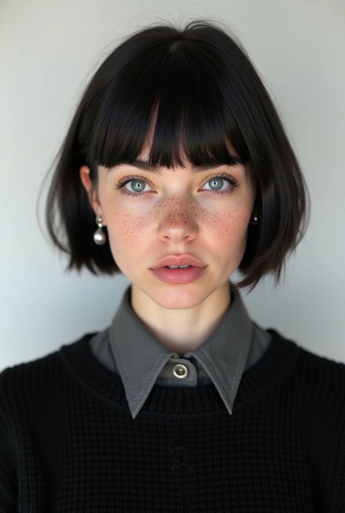 (Attractive 20-year-old German girl ) (Maggy black straight hair short ...