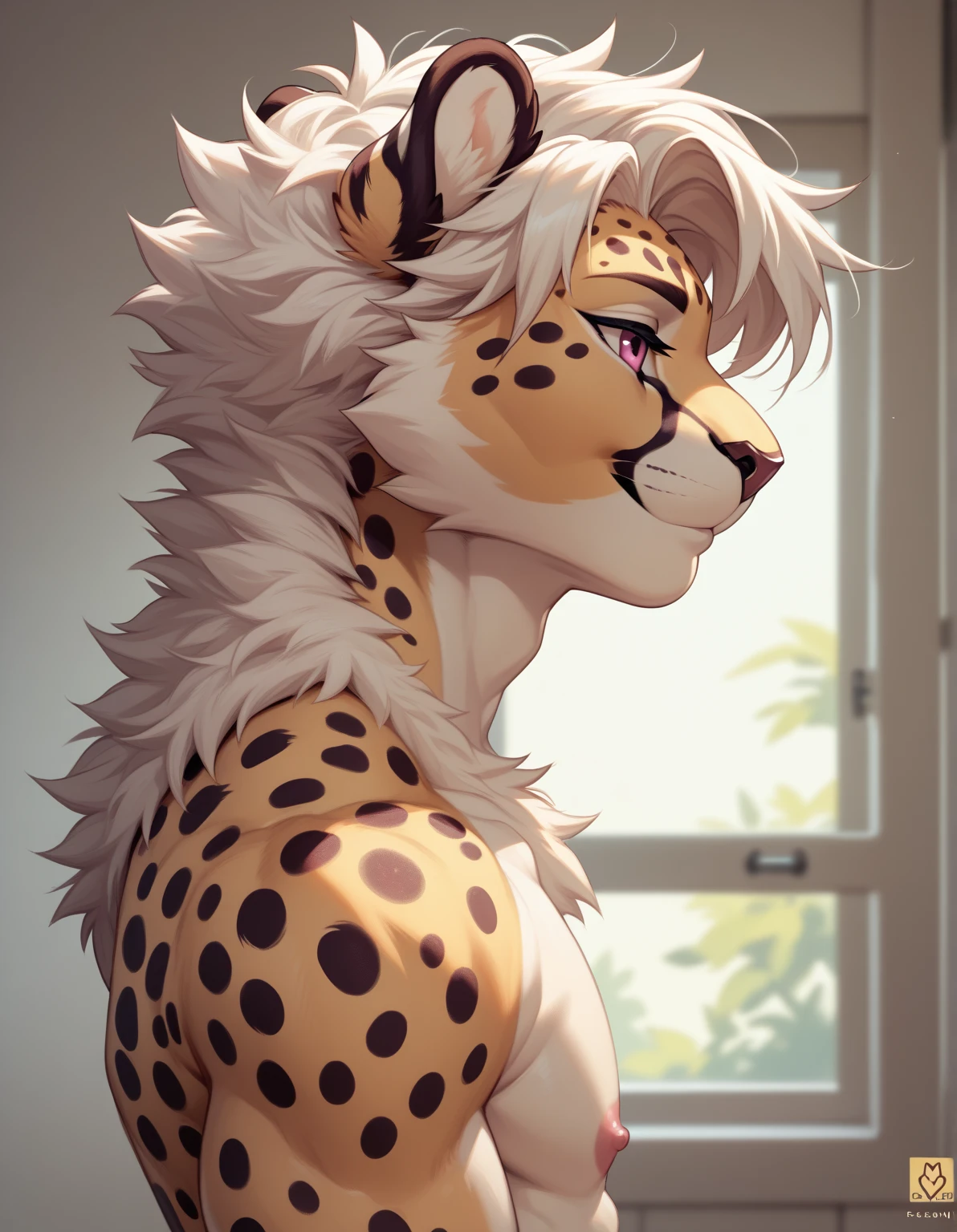 Solo, male, anthro cheetah, oriental, athletic, slim, beige body - SeaArt AI
