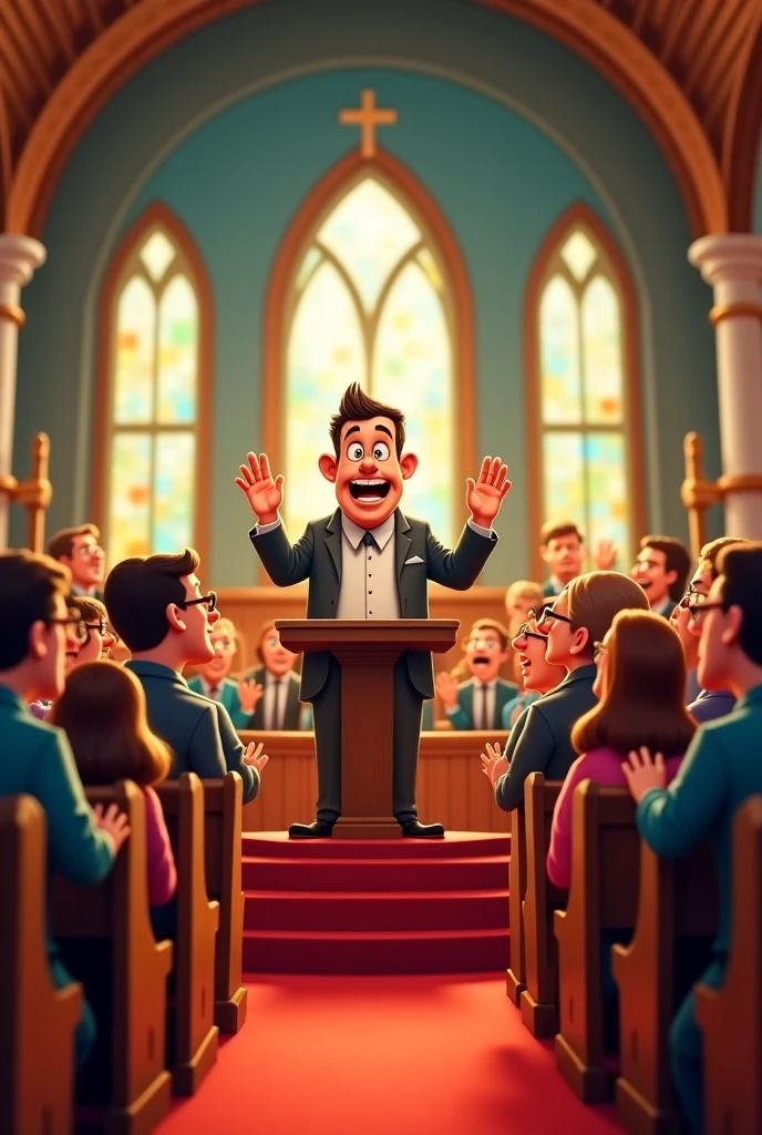 Church pastor preaching, cartoon - SeaArt AI