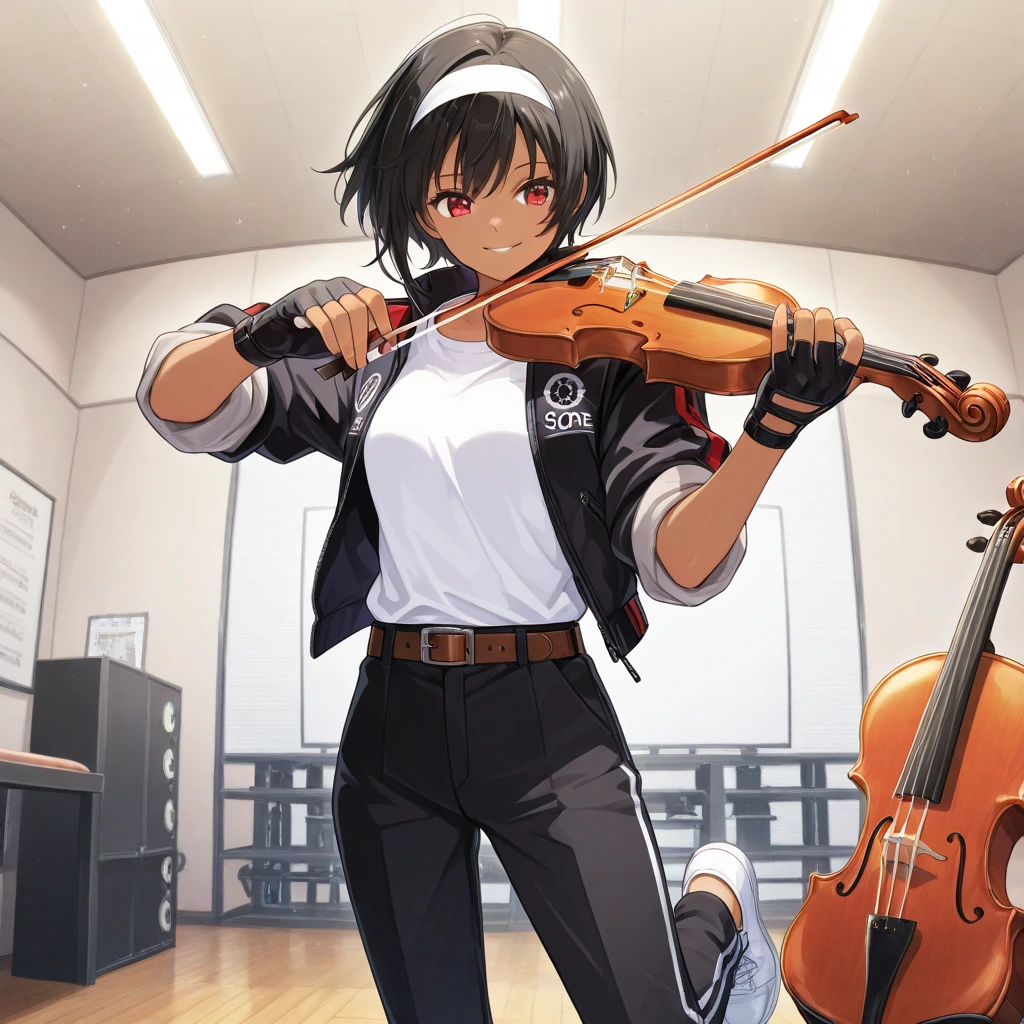 Masterpiece, top quality, detail XL, 1girl, solo, ((playing violin ...