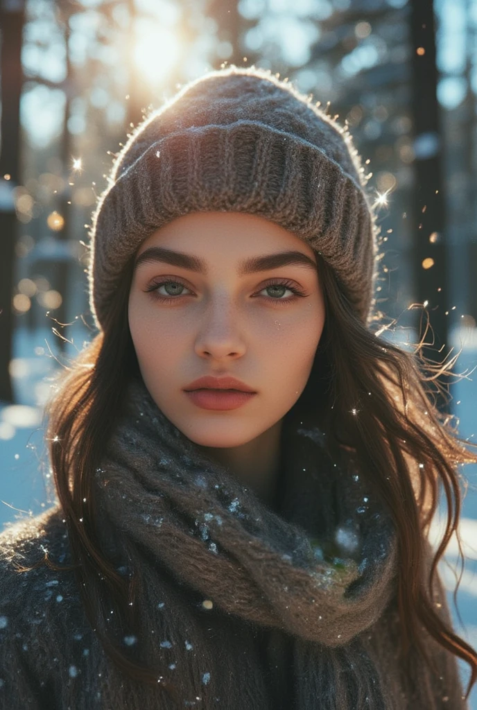 Realistic, live photo 8K quality, work of art, in a snowy forest ...