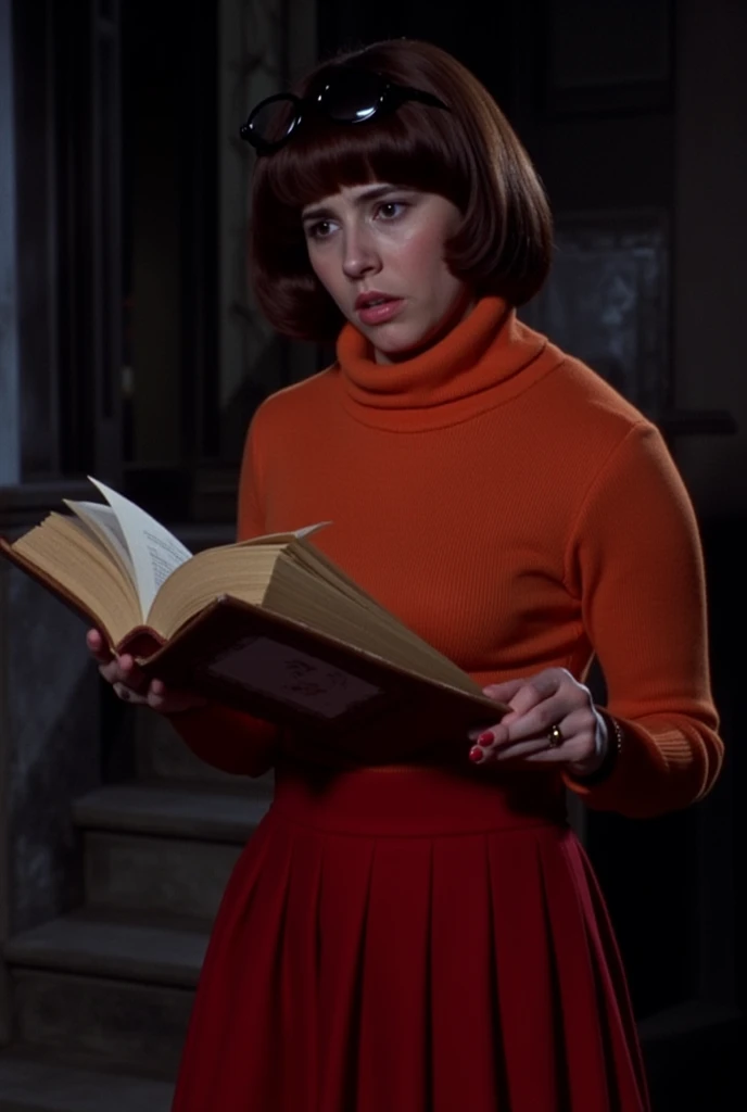 Photo of a velma from the 2002 scooby doo movie reading a thick dusty ...