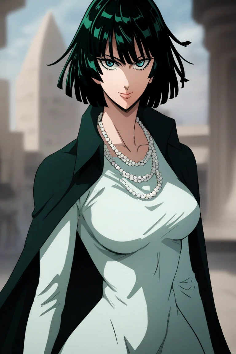 1girl, alone, fubuki_v1, 1girl, dress, long sleeve, Pearl Necklace ...