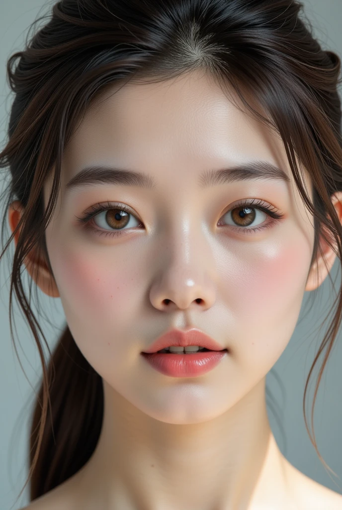 Beautiful korean girl, makeup, pink glossy lips, blush, sparkling big eyes - SeaArt AI