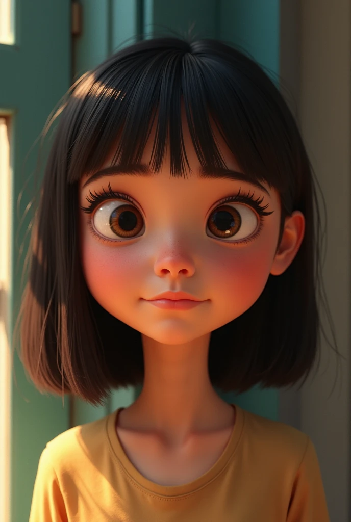 Disney Pixar straight haired girl image , medium brown eyes - SeaArt AI