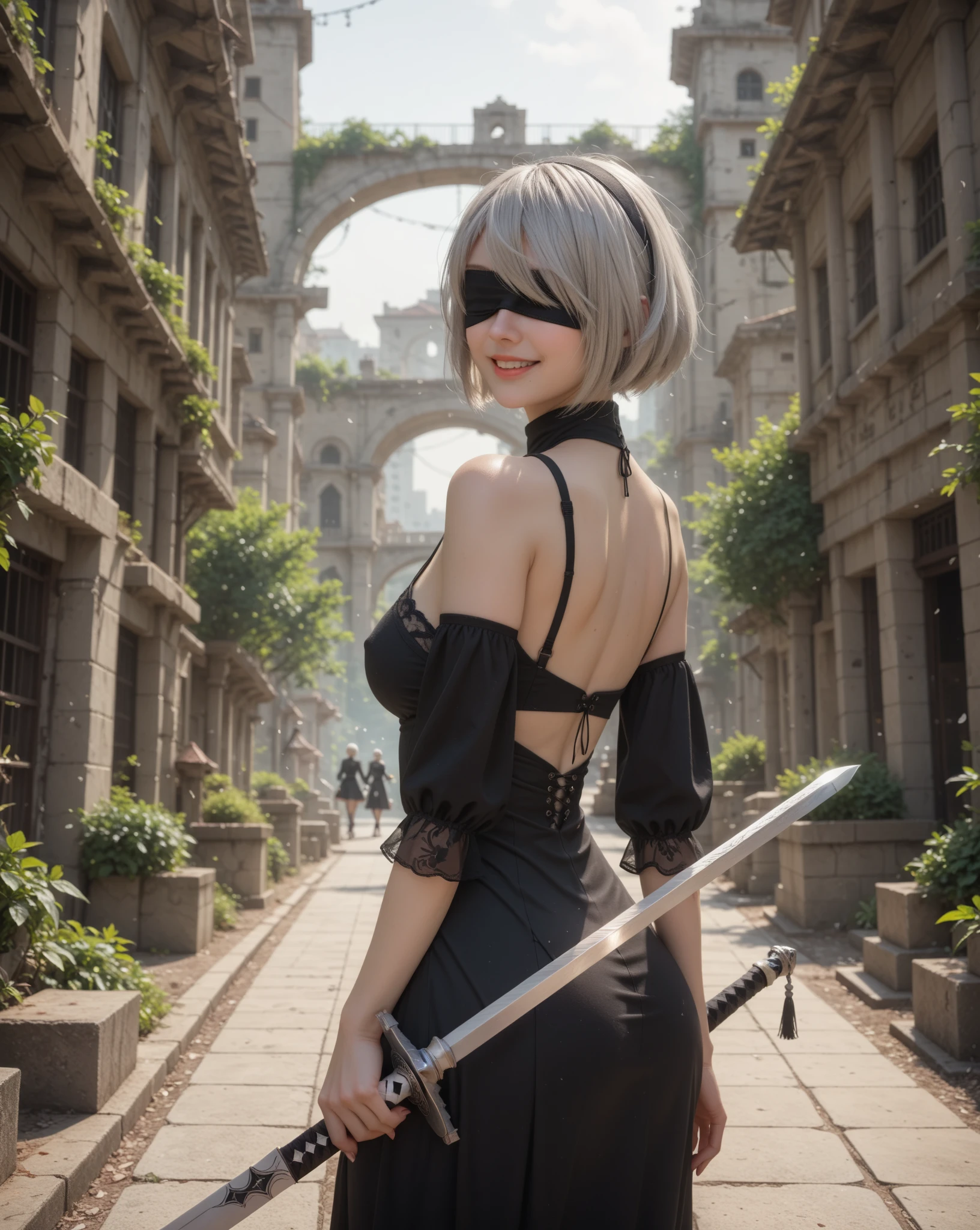 1 adult female only , 2b, Nier:Automata, very detailed, high resolution - SeaArt AI