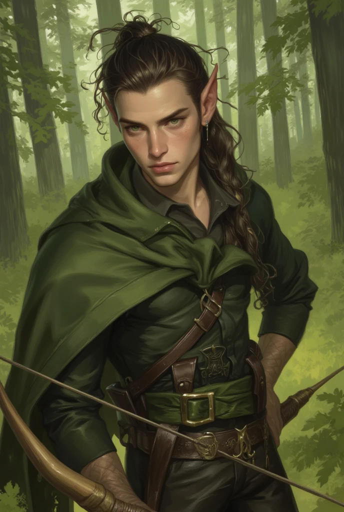 a painting of a man male character, elven male, long curly hair - SeaArt AI