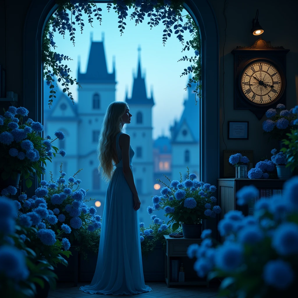 The whole {x} It's deep , Deep blue light , Prague, Before Dawn - SeaArt AI