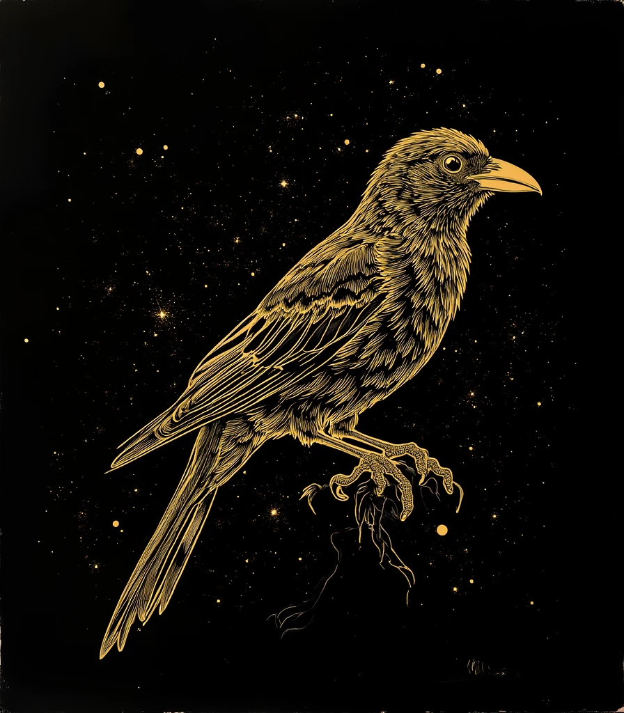 Silhouette, neon sparrow outlines , outline in golden neon - SeaArt AI