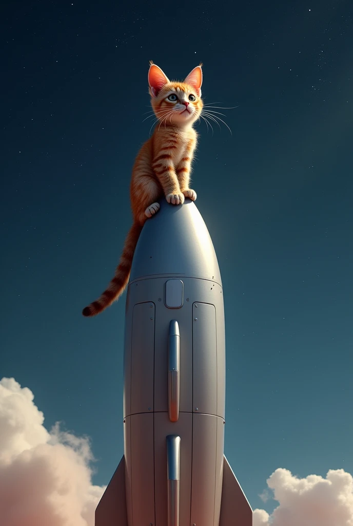 The cat is sitting on the rocket - SeaArt AI