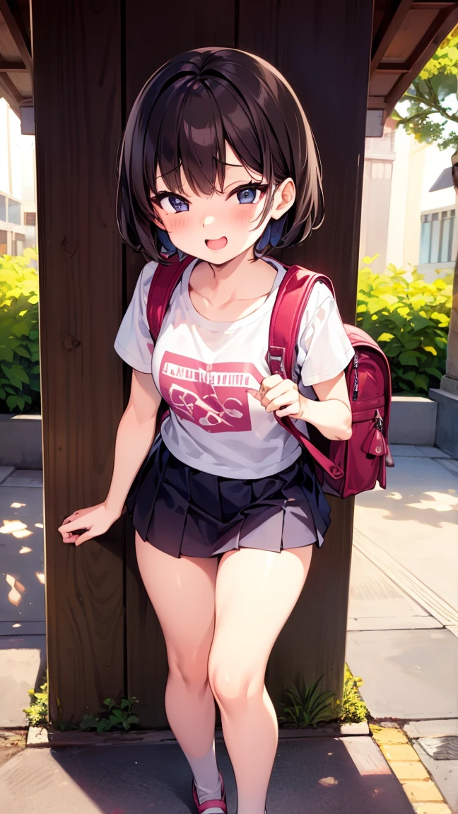 1 bashful girl elementary school students short in the shade of a park ...