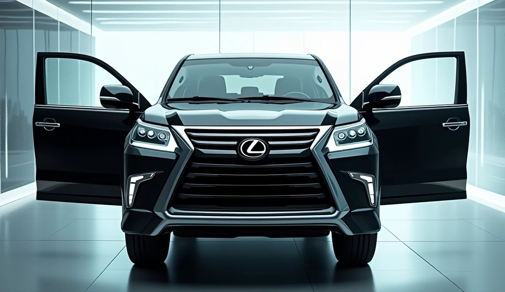 Close front view the car "Lexus GX " dark black colour new look with a ...