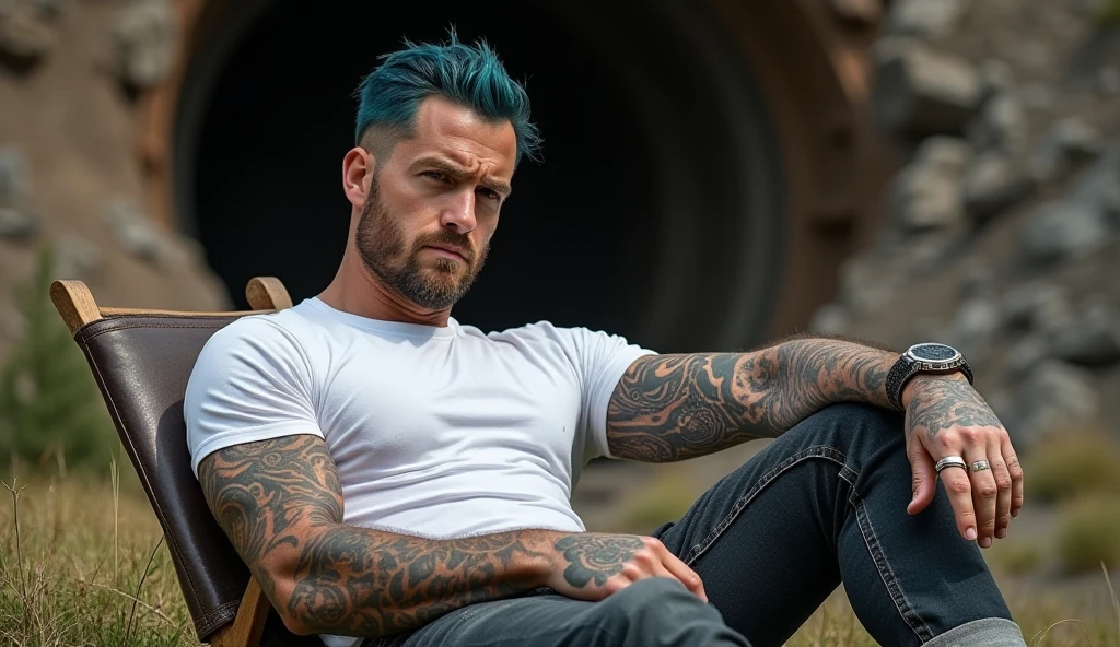 A rugged, muscular, athletic, 32-year-old Swedish miner, his back ...