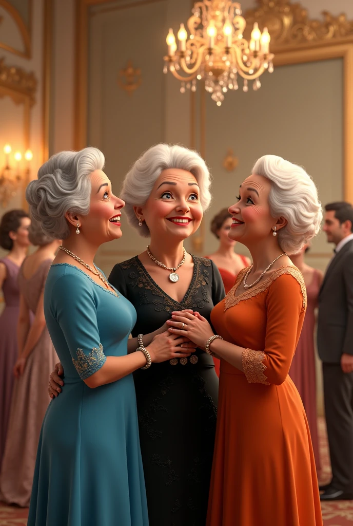 Grandma with blue dress in ball with other grandma in black dress ...