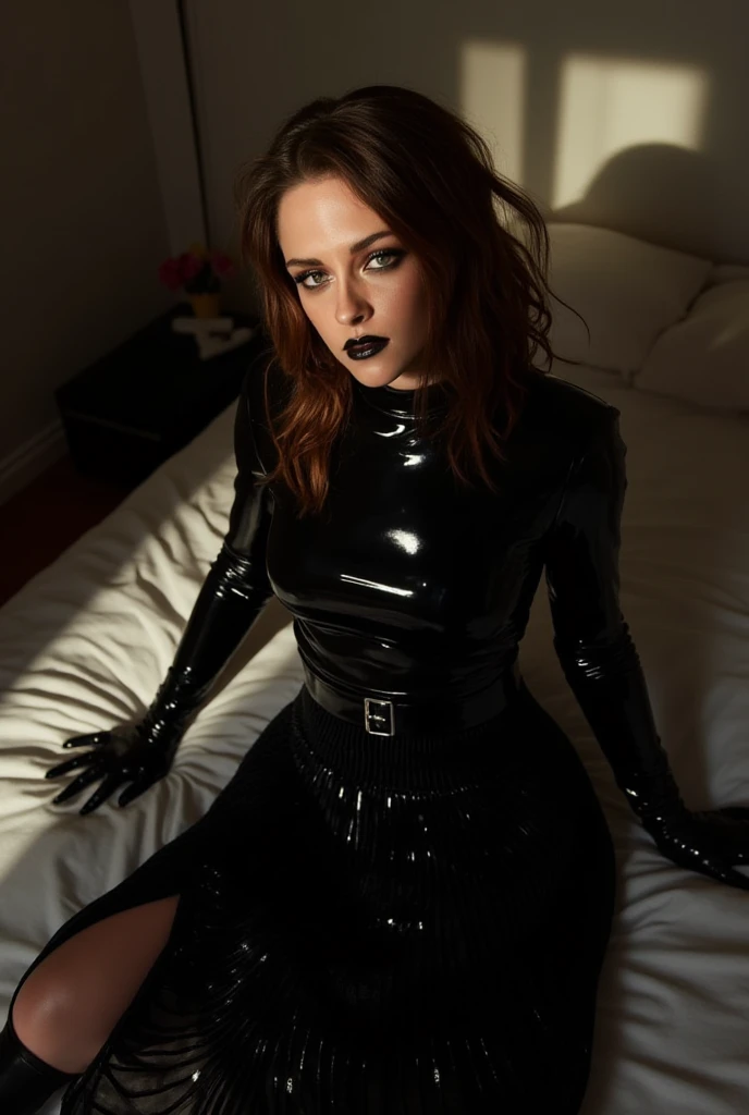 Full body portrait of girl, hourglass figure, latex long sleeve ...