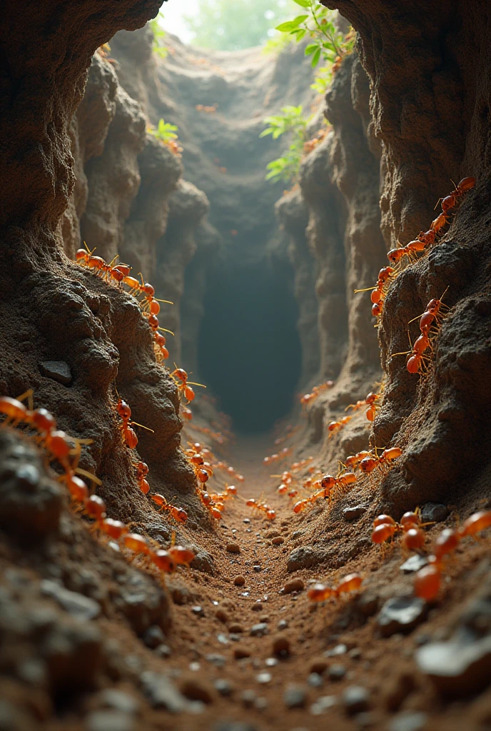 5. The engineering team at work: Ants clearing obstacles and building ...