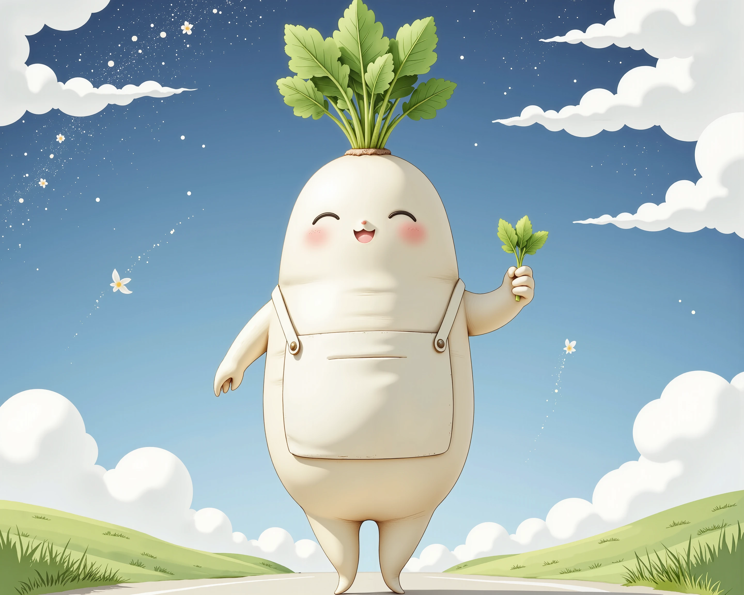 There is a cartoon character of a radish with a leafy head - SeaArt AI