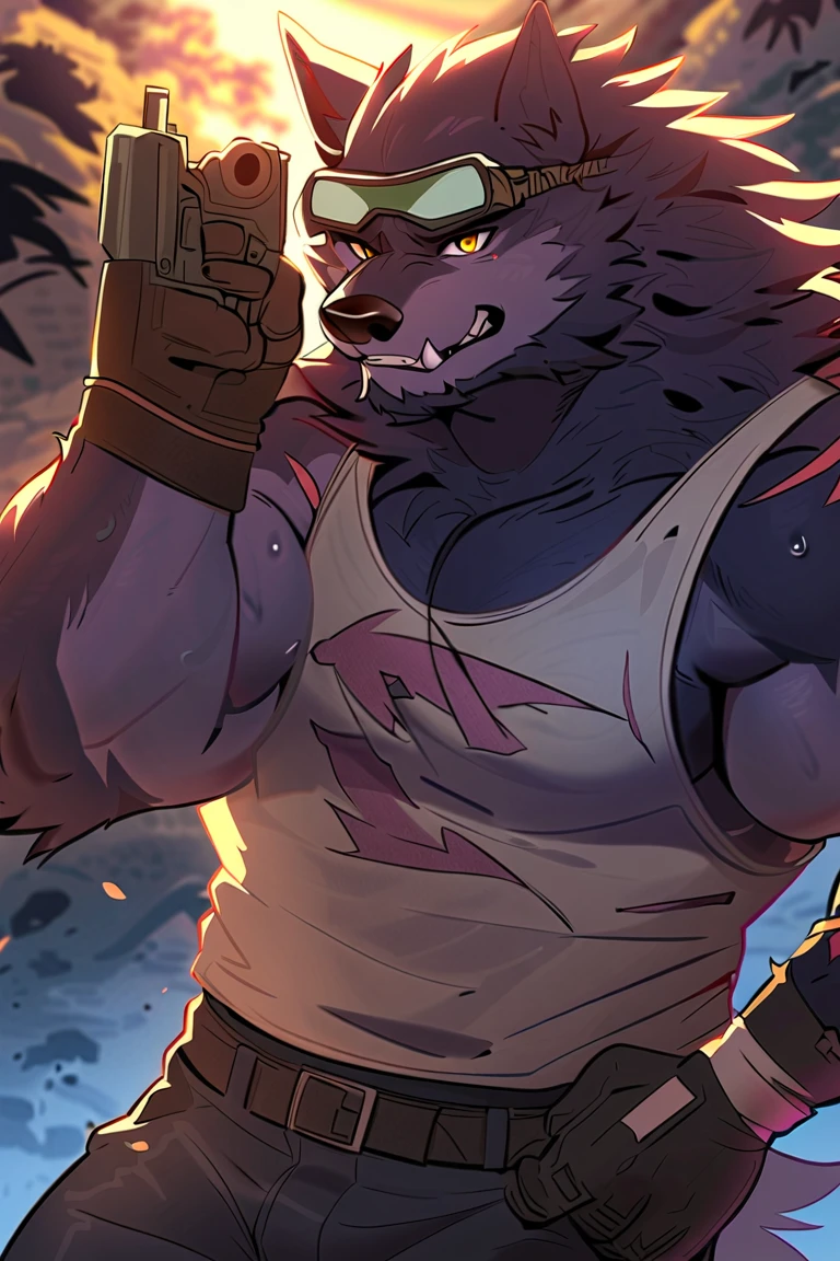 Masterpiece, black bara wolf, dark black fur, strong physique - SeaArt AI