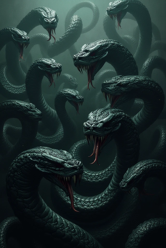 Create the image of a mob based on snakes. Very dark . - SeaArt AI
