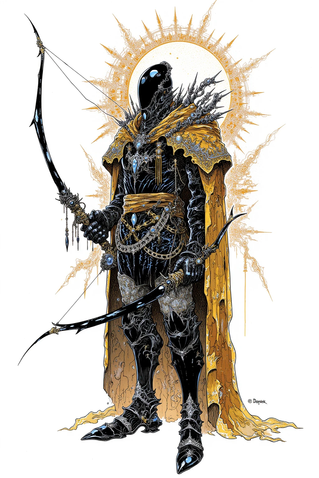 Slender Medieval Knight ,Cold Jet Black Helmet /胴鎧/Hand guard - SeaArt AI
