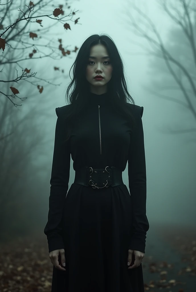 Karina aespa, women, foggy morning, gothic photography, autumn - SeaArt AI