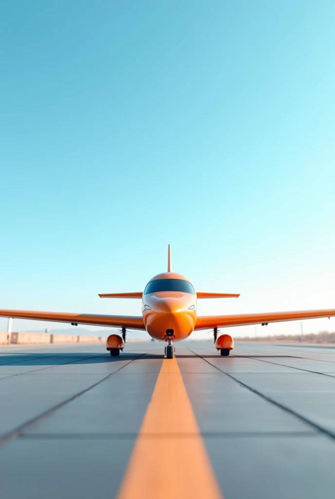 Small orange touring plane standing obliquely on the runway. modern ...