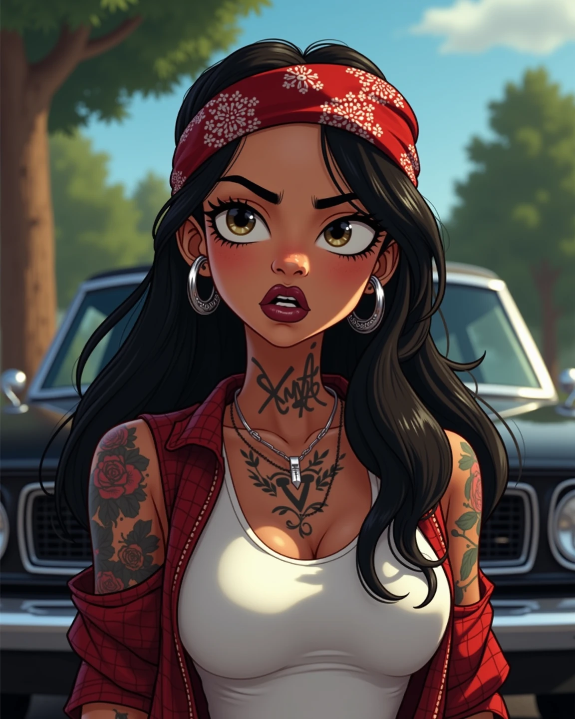 Make the animated image of a fair-skinned woman Angry Young Chola ...