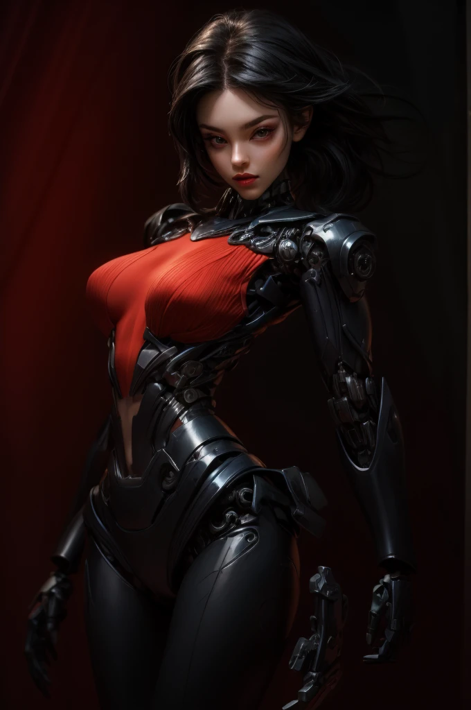 A beautiful semirobotic woman, Semihuman In a black suit with - SeaArt AI