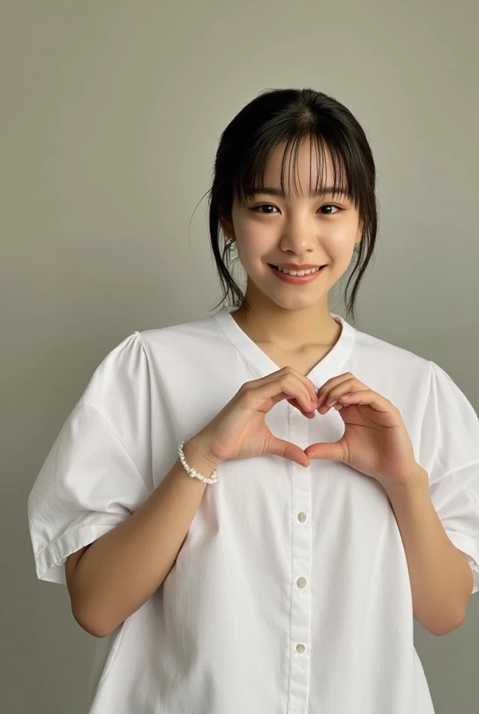 Use your hands to make a heart shape and smile brisly:2.0 ...